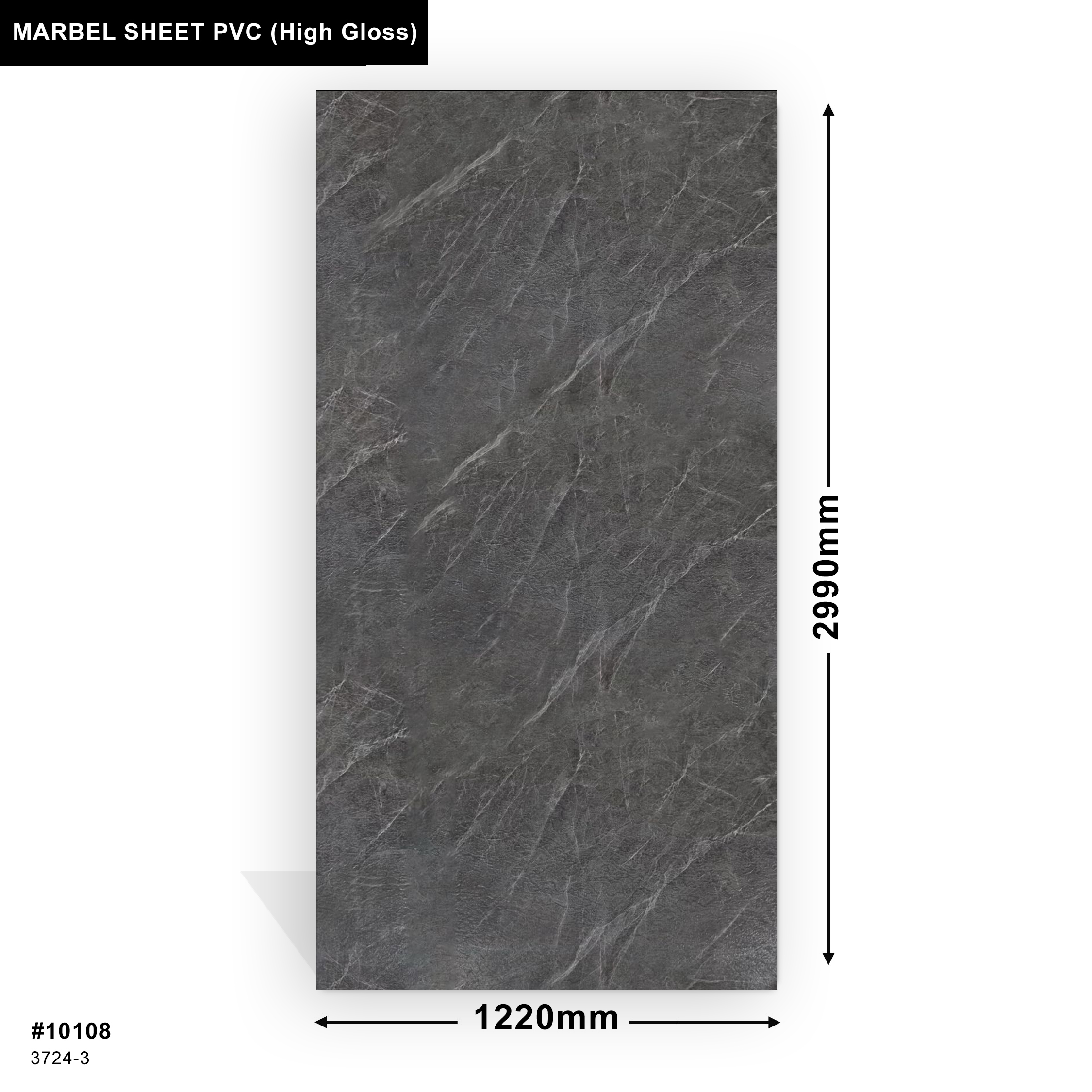High Glossy PVC marble Sheet(3724-3) 1220x2990x3mm – Silica